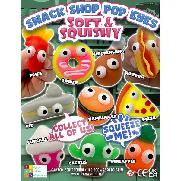 Soft & Squishy Snack Shop Pop Eyes (x500) 50mm Novelty Vending Capsule ...