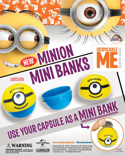 Minion Mini Banks (x250) 50mm Vending Prize Capsules – Maxx Grab